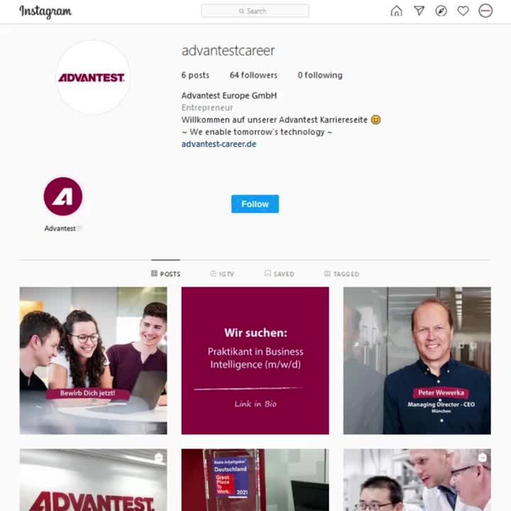 LinkedIn Advantest 페이지: Follow us on Instagram @advantestcareer! LinkedIn Advantest 페이지: Follow us on Instagram @advantestcareer!