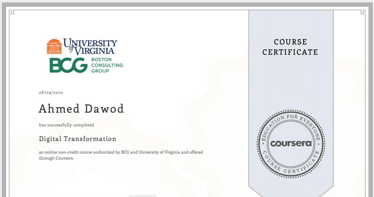 Digital Transformation certificate Digital Transformation certificate