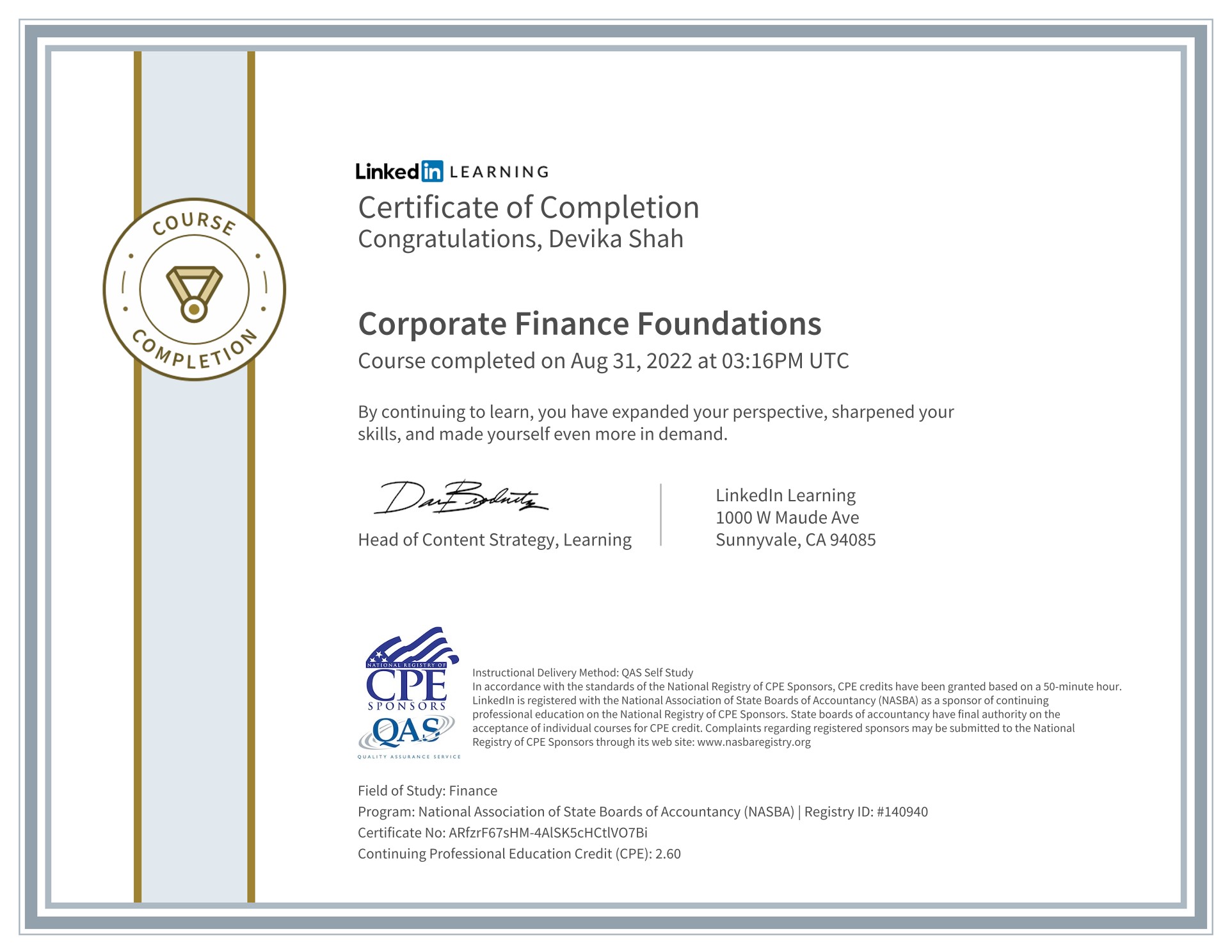 Devika Shah on LinkedIn: Certificate of Completion Devika Shah on LinkedIn: Certificate of Completion