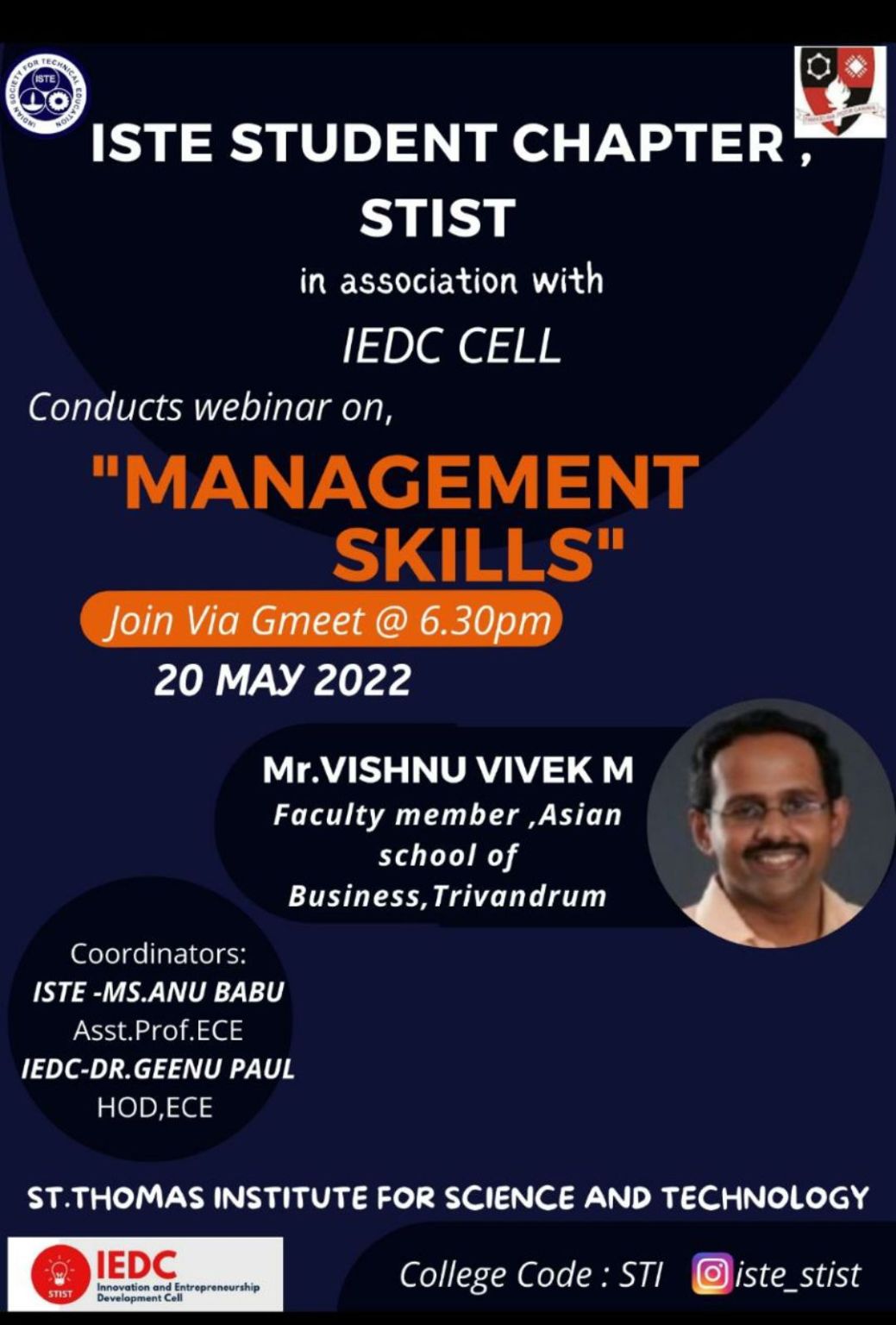 Vishnu Vivek M على LinkedIn: #managementskills #iedc #stist Vishnu Vivek M على LinkedIn: #managementskills #iedc #stist