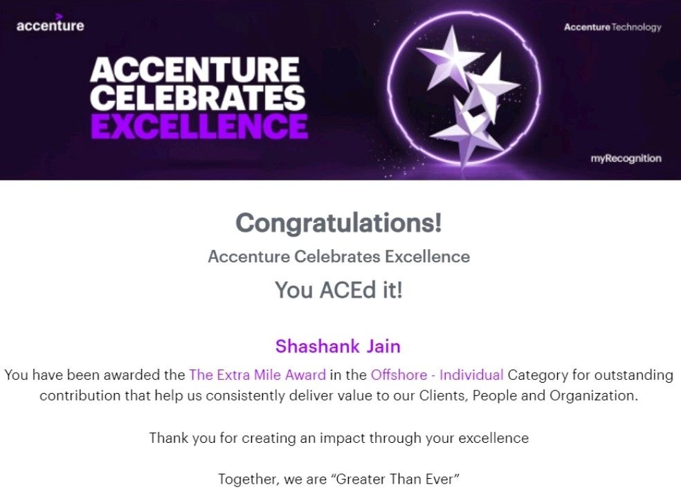 Shashank Jain on LinkedIn: Thank You Accenture... Shashank Jain on LinkedIn: Thank You Accenture...