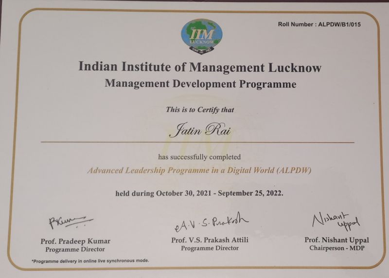 Jatin Rai on LinkedIn: #Indian #iimlucknow Jatin Rai on LinkedIn: #Indian #iimlucknow
