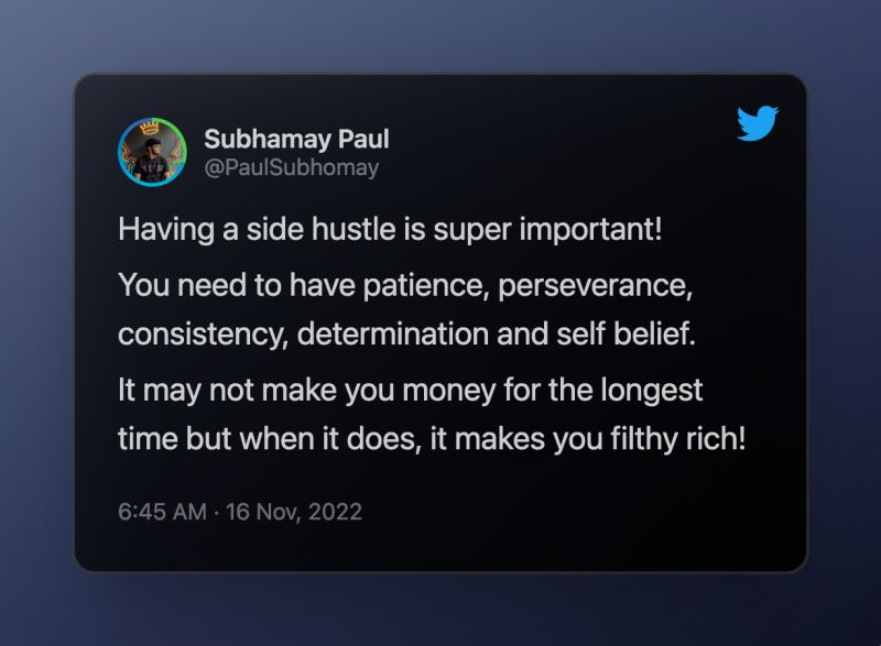 Subhamay Paul on LinkedIn: #sidehustles Subhamay Paul on LinkedIn: #sidehustles