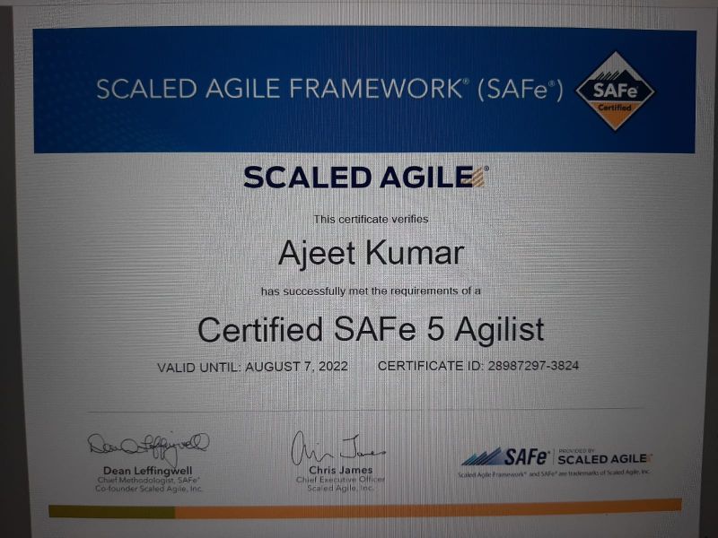 Ajeet Mishra on LinkedIn: Completed SAFe 5 Agilist Certification | 13 ... Ajeet Mishra on LinkedIn: Completed SAFe 5 Agilist Certification | 13 ...