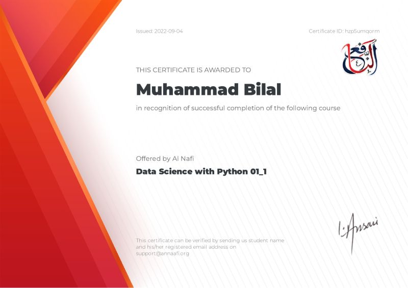 MUHAMMAD BILAL on LinkedIn: #AlNafi #certificate #achievement MUHAMMAD BILAL on LinkedIn: #AlNafi #certificate #achievement