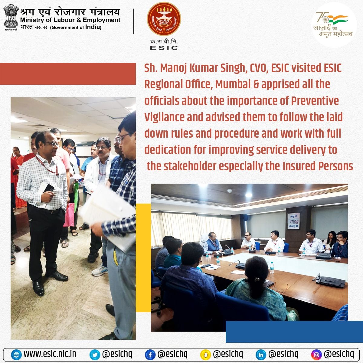 ESIC Office on LinkedIn: Sh. Manoj Kumar Singh, Chief Vigilance Officer ... ESIC Office on LinkedIn: Sh. Manoj Kumar Singh, Chief Vigilance Officer ...