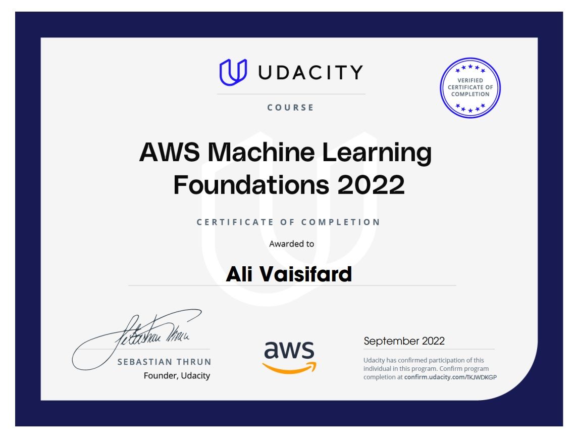 ali vaisifard on LinkedIn: View my verified achievement from Udacity ... ali vaisifard on LinkedIn: View my verified achievement from Udacity ...