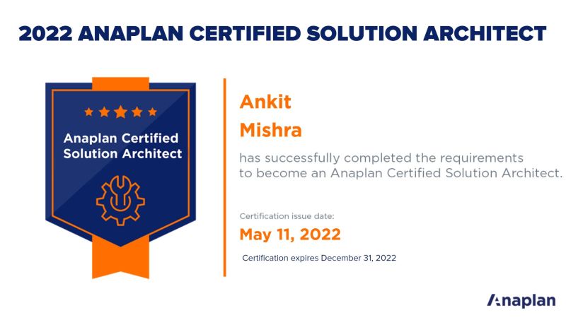 Ankit Mishra on LinkedIn: #anaplan #solutionarchitect | 22 comments Ankit Mishra on LinkedIn: #anaplan #solutionarchitect | 22 comments