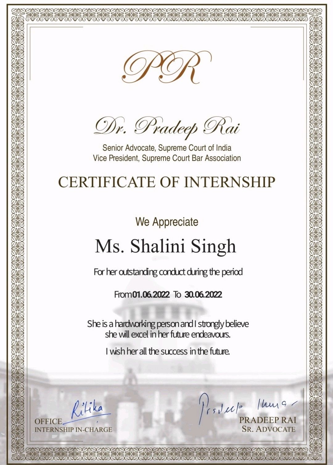 Shalini Singh on LinkedIn: internship , senior advocate Pradeep rai ... Shalini Singh on LinkedIn: internship , senior advocate Pradeep rai ...