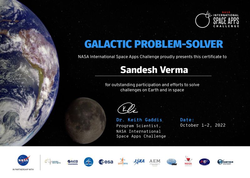 Sandesh Verma on LinkedIn: #nasaspaceapps #nasaspaceappschallenge #nasa Sandesh Verma on LinkedIn: #nasaspaceapps #nasaspaceappschallenge #nasa