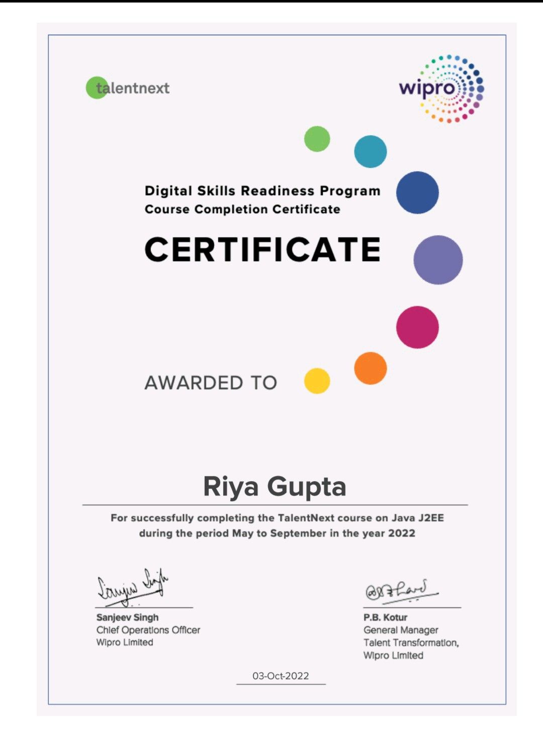 Riya Gupta on LinkedIn: #wipro #talentnext #java Riya Gupta on LinkedIn: #wipro #talentnext #java