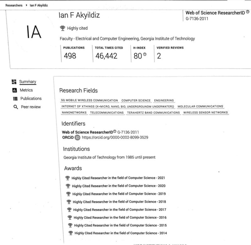 Ian F. Akyildiz on LinkedIn: Recently many esteemed researchers ... Ian F. Akyildiz on LinkedIn: Recently many esteemed researchers ...
