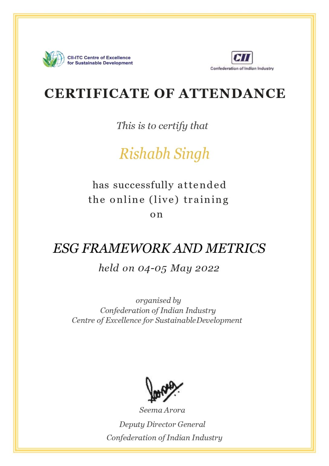 Rishabh Kumar Singh on LinkedIn: #esg #training #sustainability Rishabh Kumar Singh on LinkedIn: #esg #training #sustainability