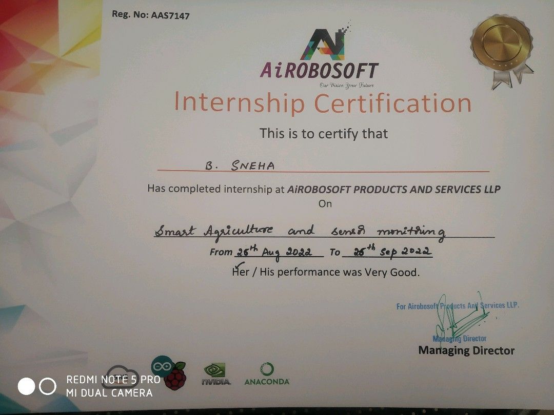 B Sneha on LinkedIn: #AiROBOSOFT #internship #iot B Sneha on LinkedIn: #AiROBOSOFT #internship #iot