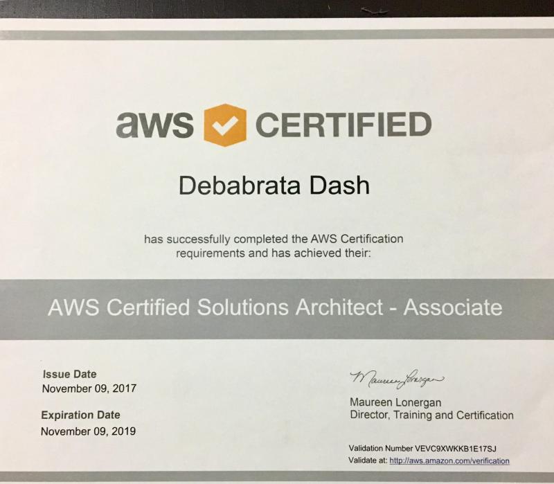 Debabrata Dash on LinkedIn: Successfully completed my AWS Solutions ... Debabrata Dash on LinkedIn: Successfully completed my AWS Solutions ...