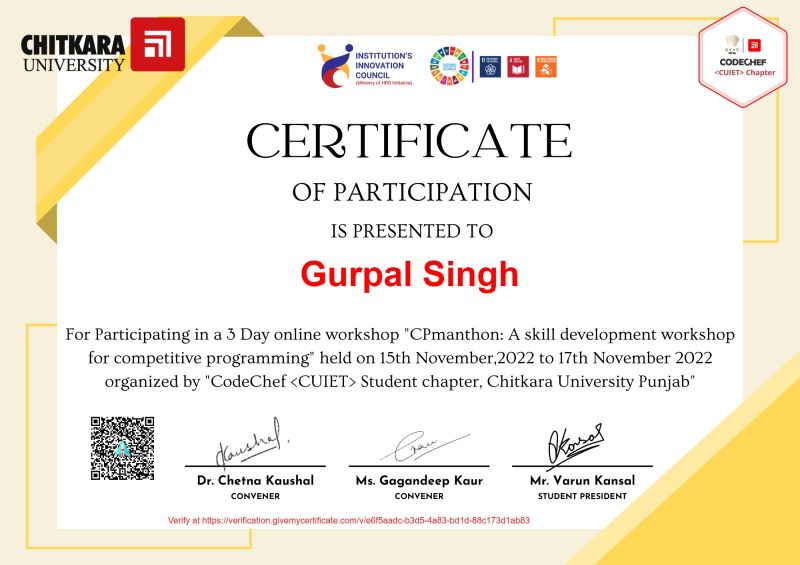 Gurpal Singh on LinkedIn: #CodeChef_CUIET #competitiveprogramming #codechef Gurpal Singh on LinkedIn: #CodeChef_CUIET #competitiveprogramming #codechef