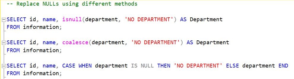Different ways to handle NULLs in SQL Server Different ways to handle NULLs in SQL Server