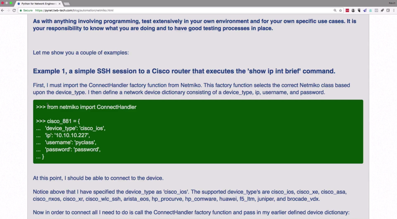 SSH Configuration with Netmiko SSH Configuration with Netmiko