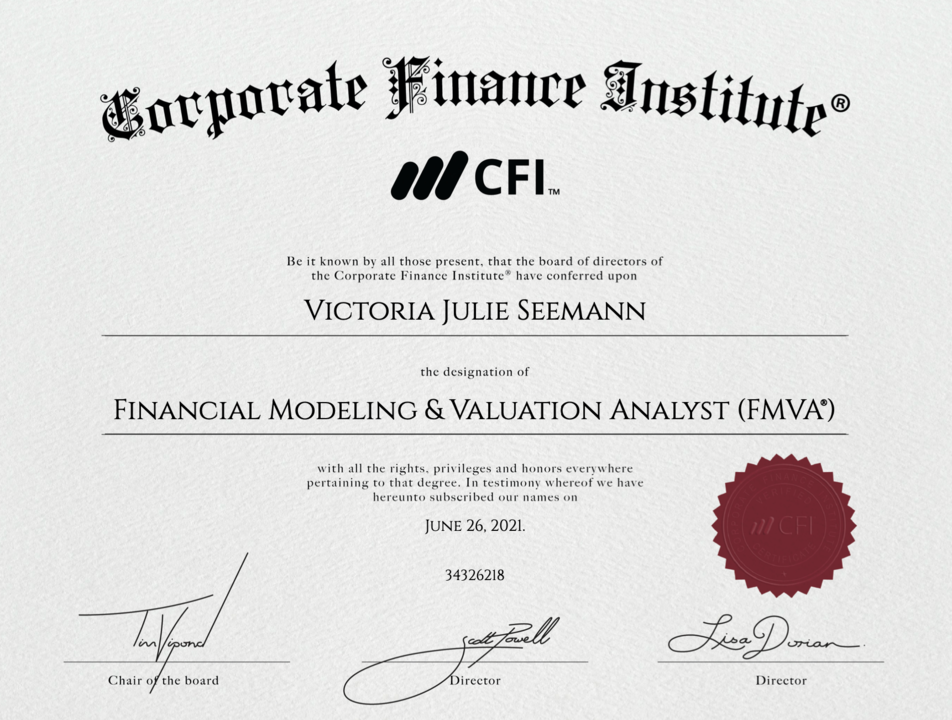 Certified Financial Modeling & Valuation Analyst (FMVA®) Certified Financial Modeling & Valuation Analyst (FMVA®)
