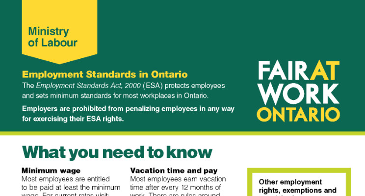 Ministry of Labour Releases New ESA Poster Ministry of Labour Releases New ESA Poster