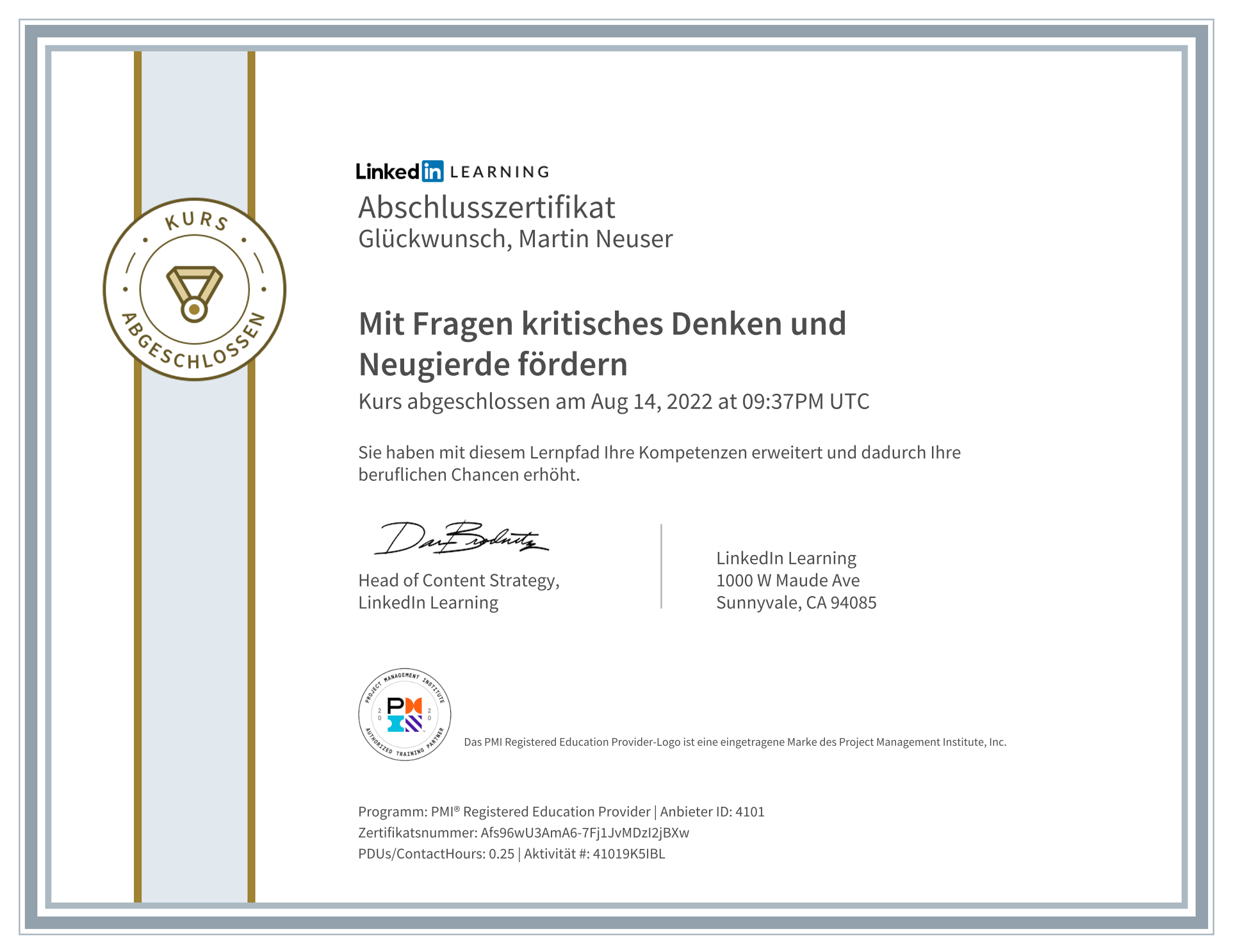 Martin Neuser auf LinkedIn: Certificate of Completion Martin Neuser auf LinkedIn: Certificate of Completion