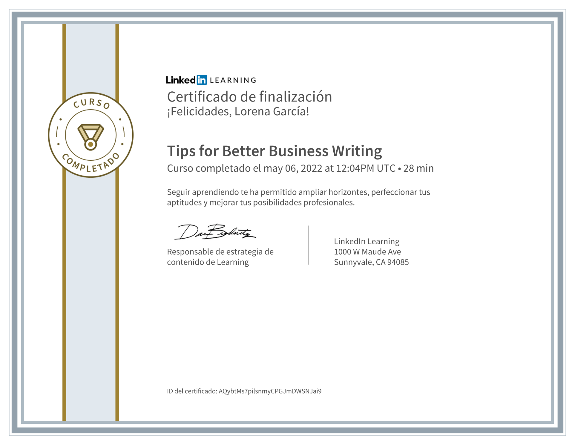 Lorena García on LinkedIn: Certificate of Completion Lorena García on LinkedIn: Certificate of Completion
