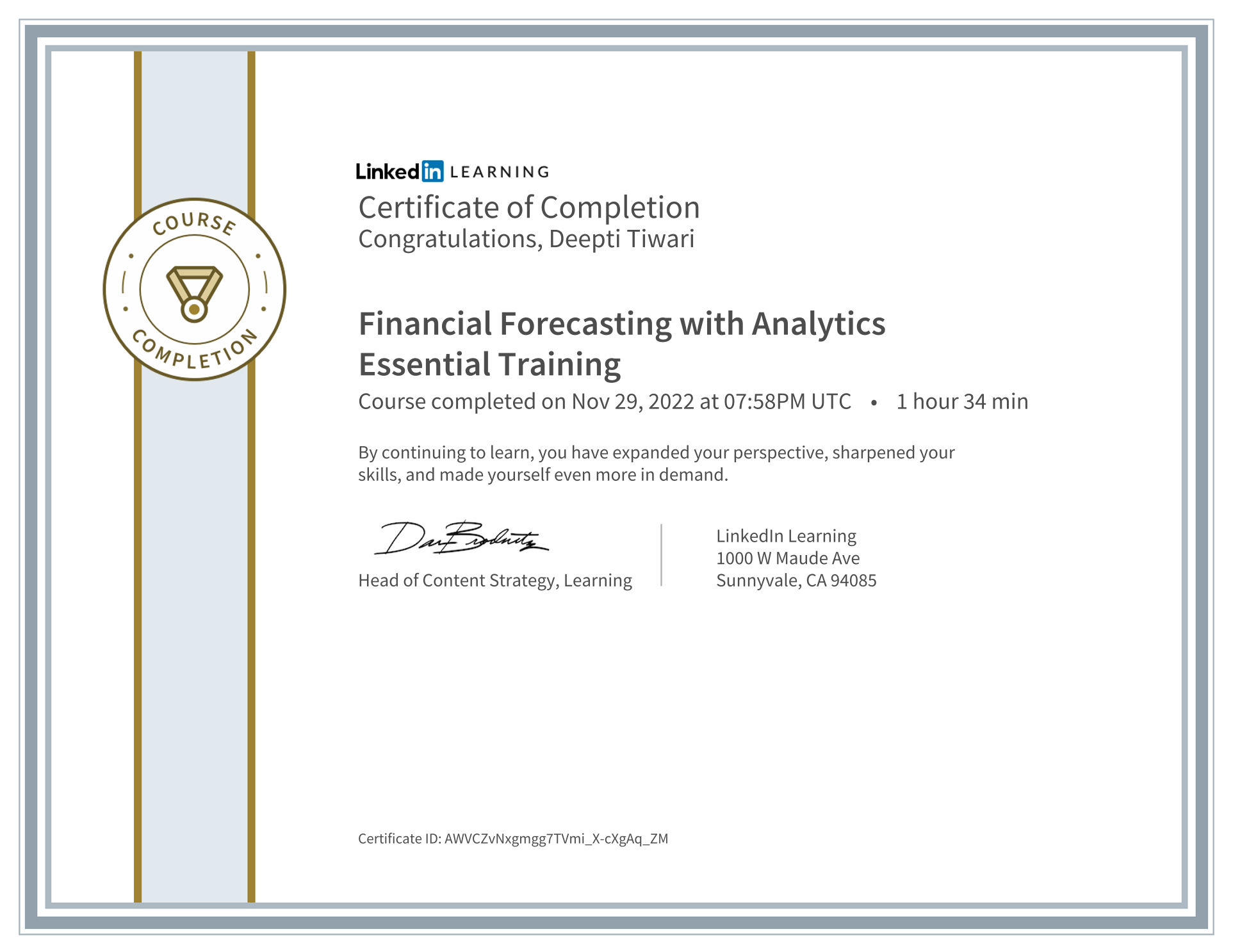 Deepti Tiwari on LinkedIn: Certificate of Completion Deepti Tiwari on LinkedIn: Certificate of Completion