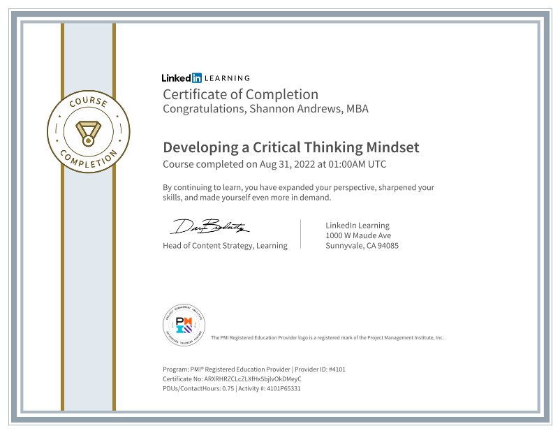 Shannon Andrews, MBA on LinkedIn: Certificate of Completion Shannon Andrews, MBA on LinkedIn: Certificate of Completion