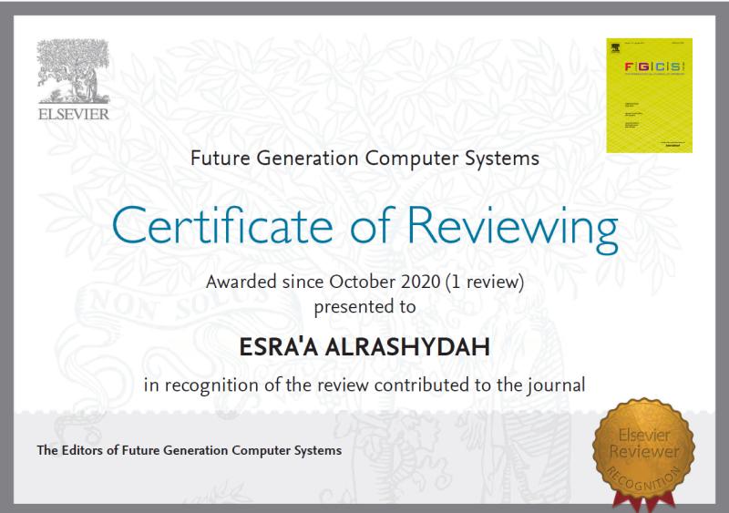 Esra’a Alrashydah, PhD, EIT on LinkedIn: !Thank you Elsevier Esra’a Alrashydah, PhD, EIT on LinkedIn: !Thank you Elsevier