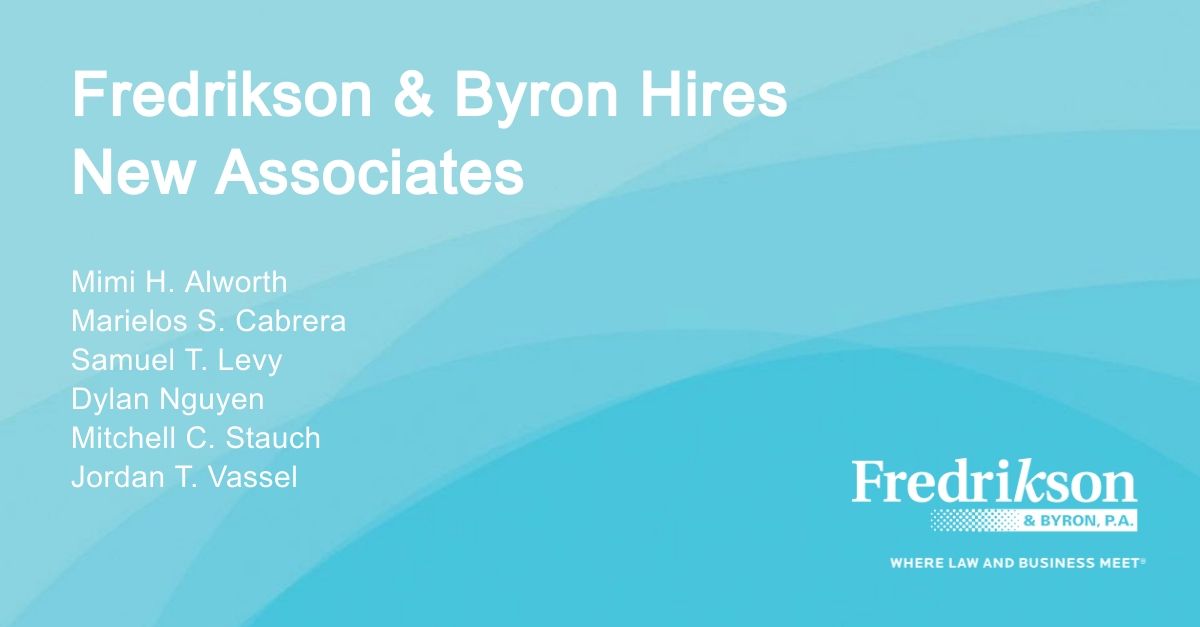 Jordan Vassel on LinkedIn: Fredrikson & Byron Hires New Attorneys ... Jordan Vassel on LinkedIn: Fredrikson & Byron Hires New Attorneys ...