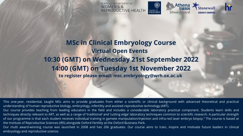 MSc in Clinical Embryology, University of Oxford on LinkedIn: Virtual ... MSc in Clinical Embryology, University of Oxford on LinkedIn: Virtual ...