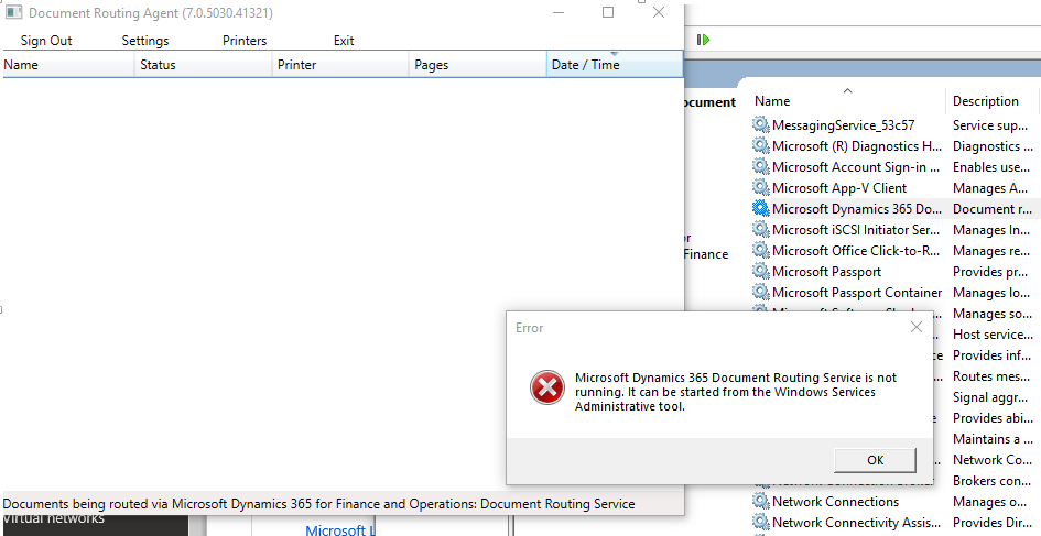 Microsoft Dynamics 365 document routing service is not running. It can ... Microsoft Dynamics 365 document routing service is not running. It can ...