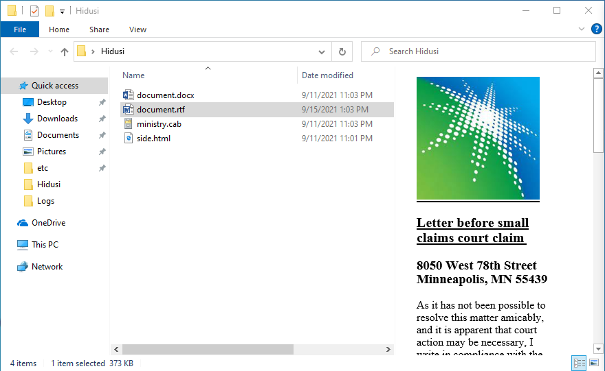 Testing CVE-2021-40444 ITW Sample Testing CVE-2021-40444 ITW Sample