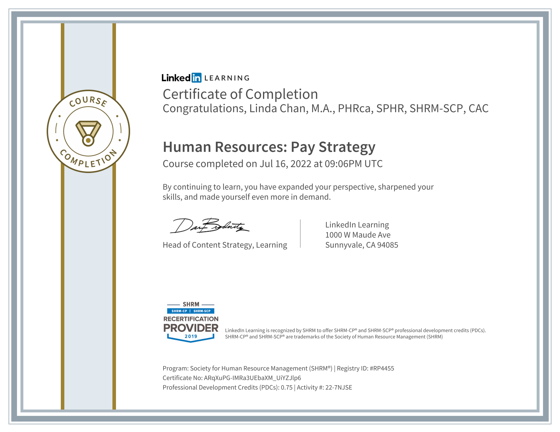 Linda Chan, M.A., PHRca, SPHR, SHRM-SCP, CAC on LinkedIn: Certificate ... Linda Chan, M.A., PHRca, SPHR, SHRM-SCP, CAC on LinkedIn: Certificate ...