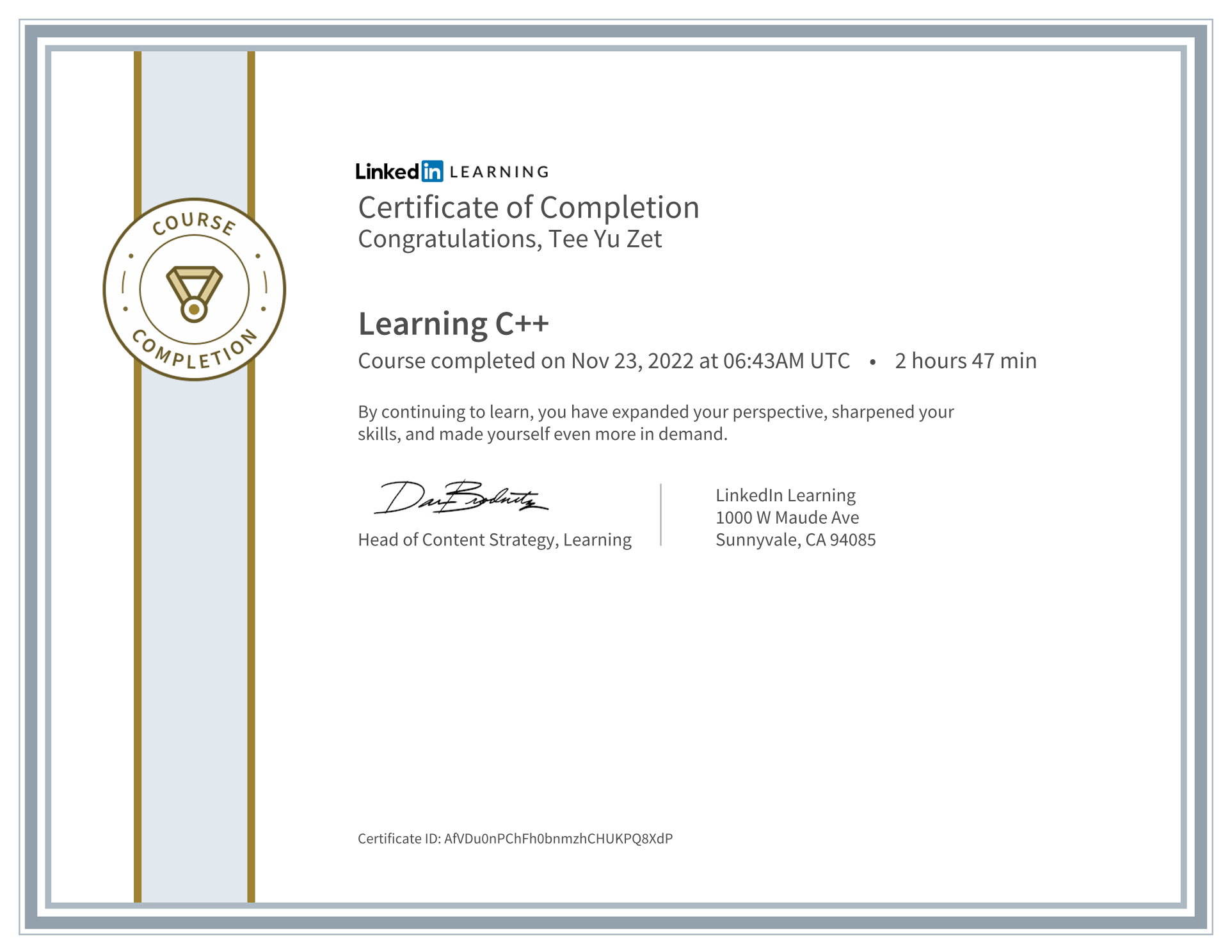 Tee Yu Zet on LinkedIn: Certificate of Completion Tee Yu Zet on LinkedIn: Certificate of Completion