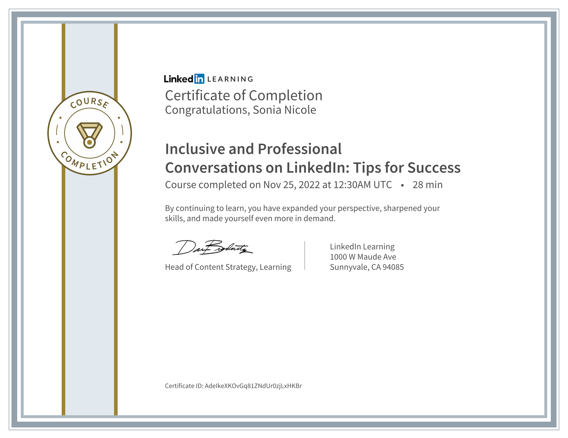 Sonia Nicole 💫 on LinkedIn: Certificate of Completion Sonia Nicole 💫 on LinkedIn: Certificate of Completion