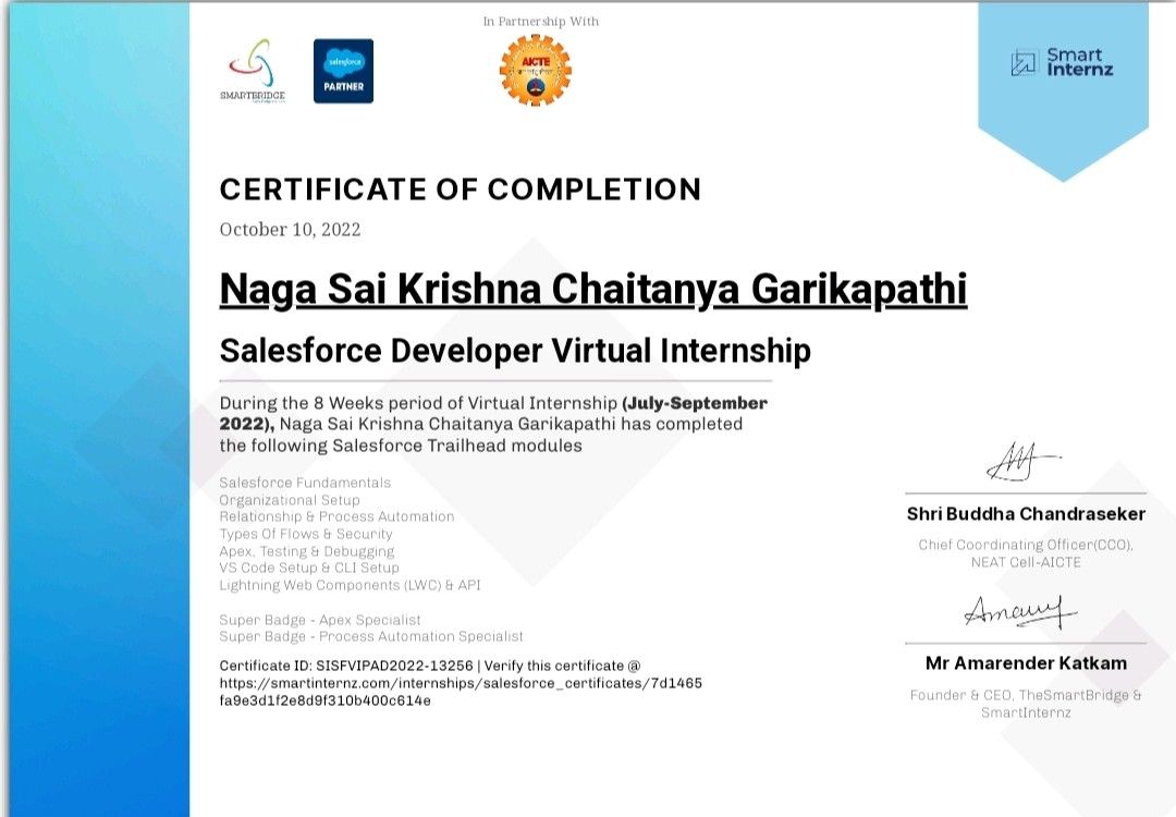 Naga Sai Naidu on LinkedIn: #smartinternz #salesforce #internship Naga Sai Naidu on LinkedIn: #smartinternz #salesforce #internship