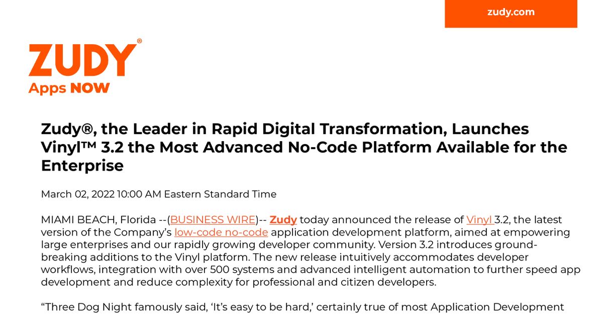 Zudy on LinkedIn: For Immediate Release: Zudy®, the Leader in Rapid ... Zudy on LinkedIn: For Immediate Release: Zudy®, the Leader in Rapid ...