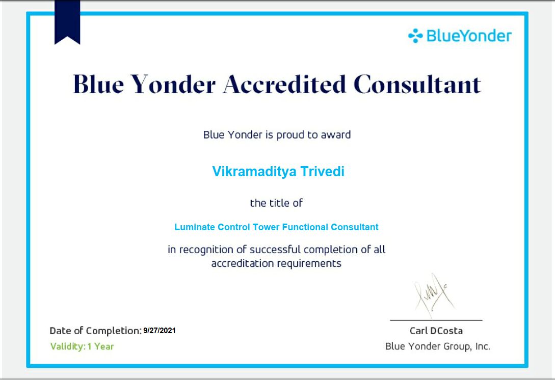 Vikramaditya Trivedi on LinkedIn: Blue Yonder - Luminate Control Tower ... Vikramaditya Trivedi on LinkedIn: Blue Yonder - Luminate Control Tower ...
