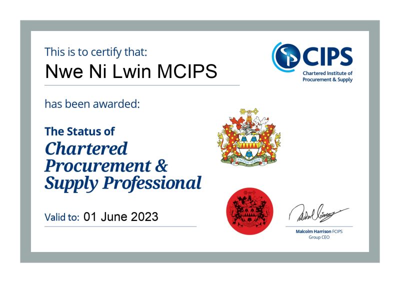 Nwe Ni Lwin, MCIPS (Chartered), MSc (PM), MSc (PLSCM) on LinkedIn ... Nwe Ni Lwin, MCIPS (Chartered), MSc (PM), MSc (PLSCM) on LinkedIn ...