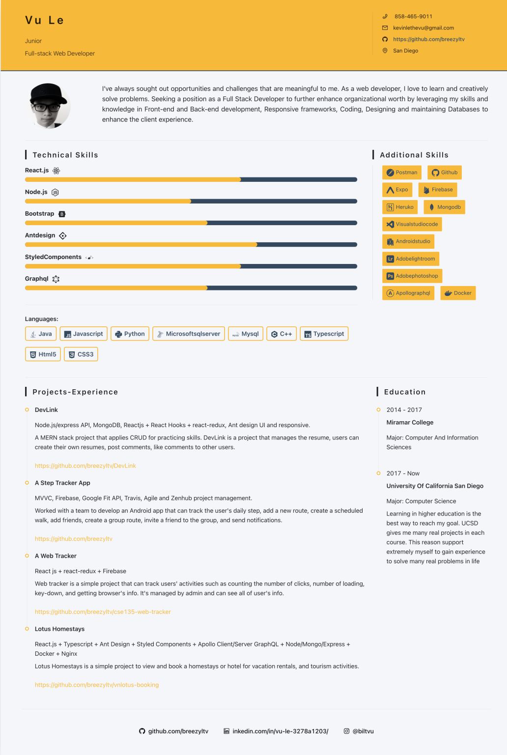 Vu Le on LinkedIn: resume built by Reactjs, Styled Components, and Ant ... Vu Le on LinkedIn: resume built by Reactjs, Styled Components, and Ant ...