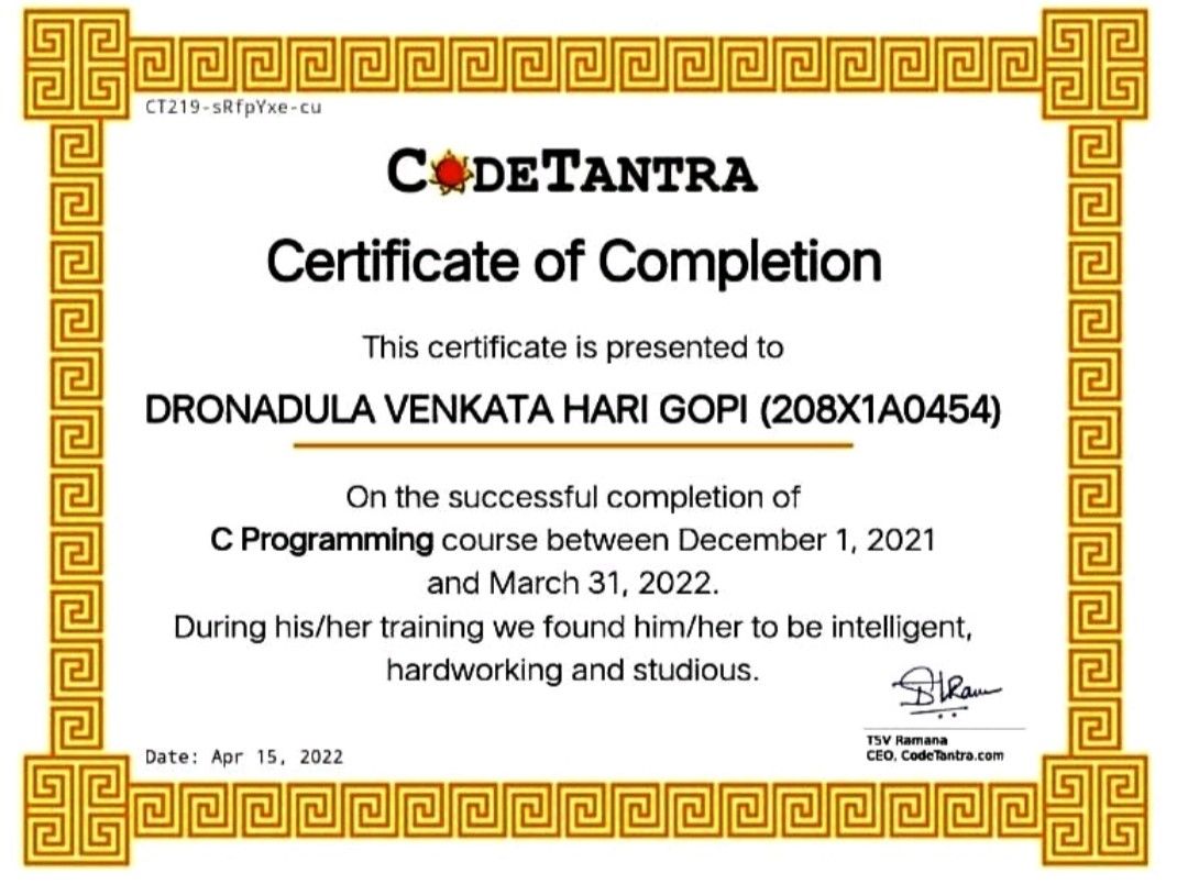 VENKATA HARI GOPI DRONADULA on LinkedIn: #codetantra # ... VENKATA HARI GOPI DRONADULA on LinkedIn: #codetantra # ...
