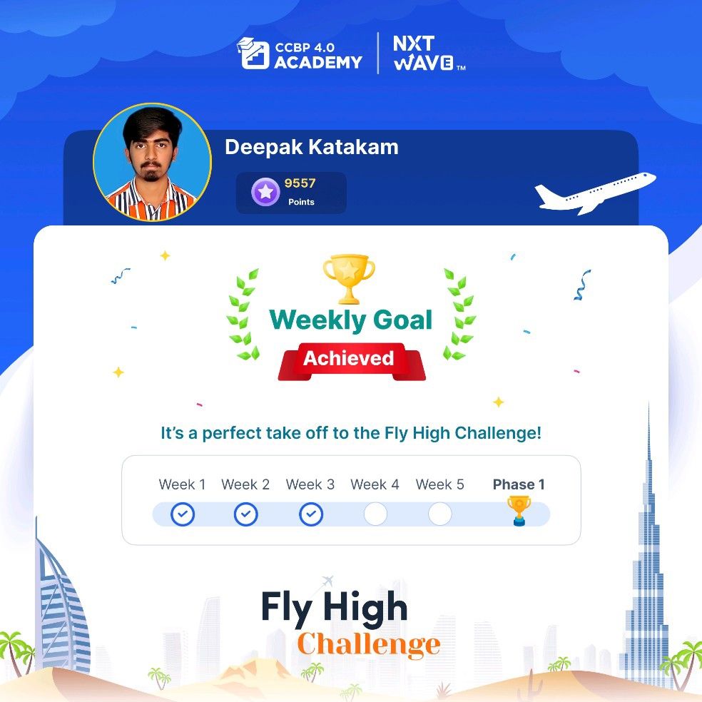 Katakam Deepak on LinkedIn: #ccbp #ccbpian #nxtwave Katakam Deepak on LinkedIn: #ccbp #ccbpian #nxtwave