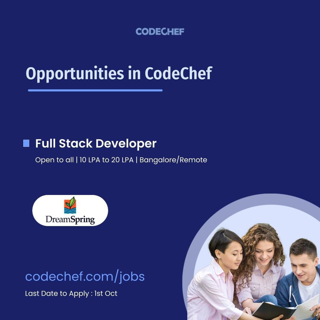 CodeChef on LinkedIn: #CodeChef #JobSearch #HiringAlert CodeChef on LinkedIn: #CodeChef #JobSearch #HiringAlert