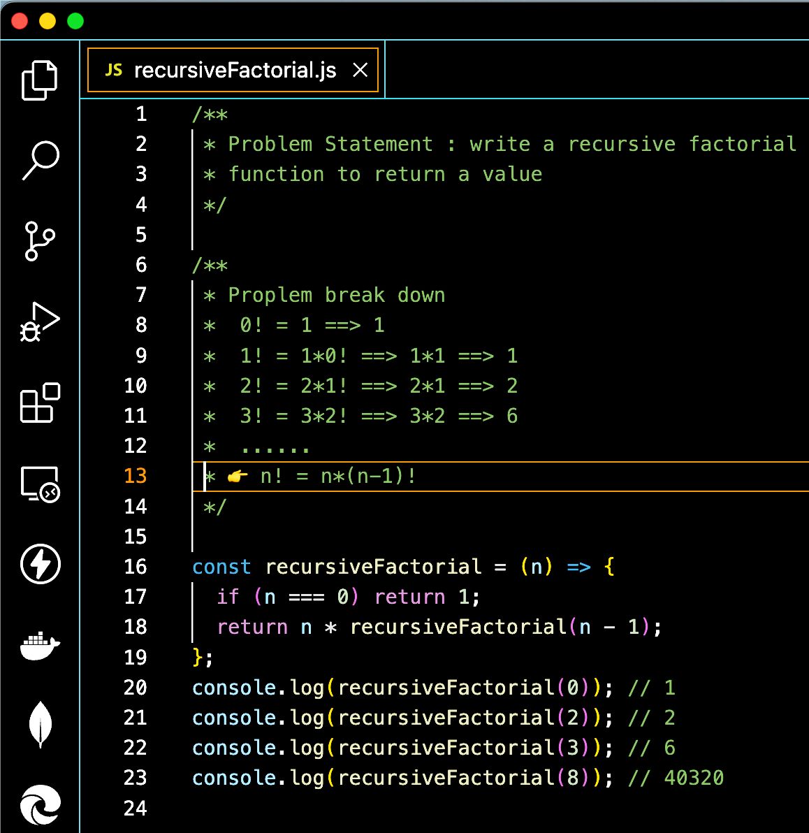 Factorial of a number with recursive function #js #recursion #fibonacci ... Factorial of a number with recursive function #js #recursion #fibonacci ...
