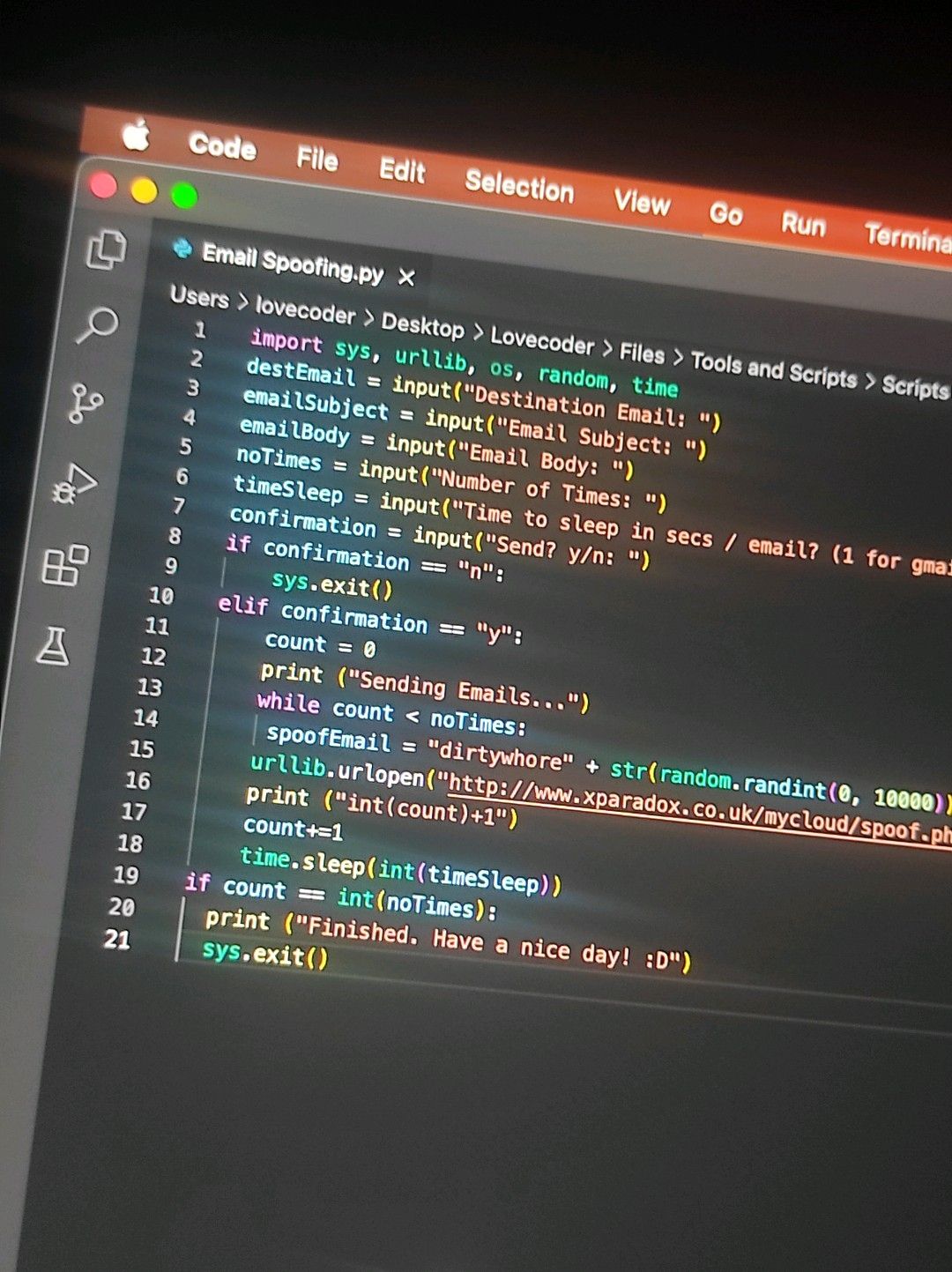 Siddhu Chelluru on LinkedIn: #python #cyber #spoofing Siddhu Chelluru on LinkedIn: #python #cyber #spoofing