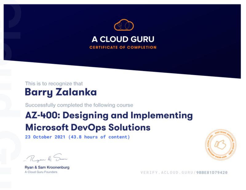 Barry Zalanka on LinkedIn: #acloudguru #devops #microsoft Barry Zalanka on LinkedIn: #acloudguru #devops #microsoft