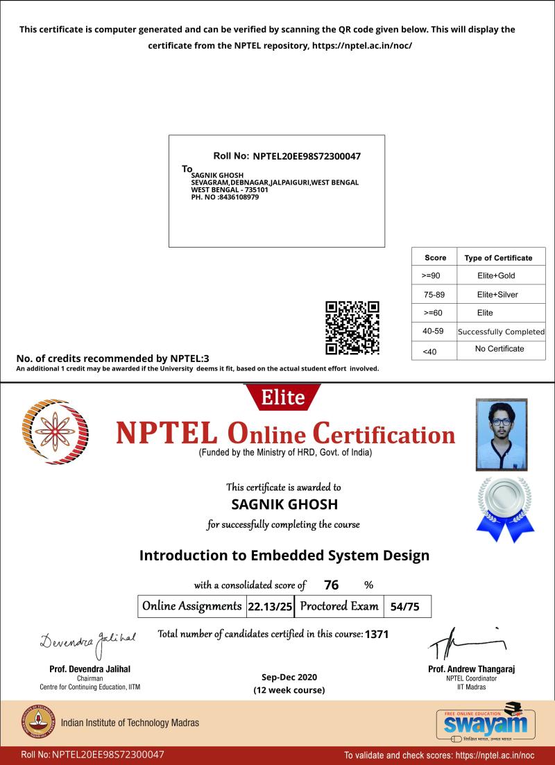 Sagnik Ghosh on LinkedIn: #nptel #embeddedsystems Sagnik Ghosh on LinkedIn: #nptel #embeddedsystems