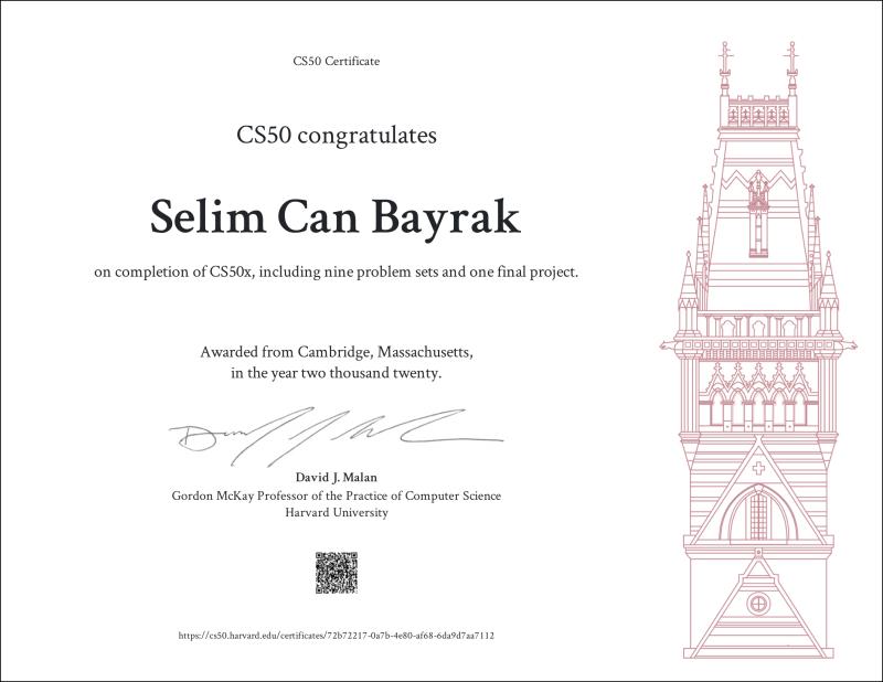 Selim Bayrak auf LinkedIn: I have completed CS50's Introduction to ... Selim Bayrak auf LinkedIn: I have completed CS50's Introduction to ...