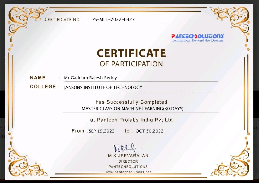 Gaddam Rajesh Reddy on LinkedIn: #pantech #certificateofcompletion # ... Gaddam Rajesh Reddy on LinkedIn: #pantech #certificateofcompletion # ...